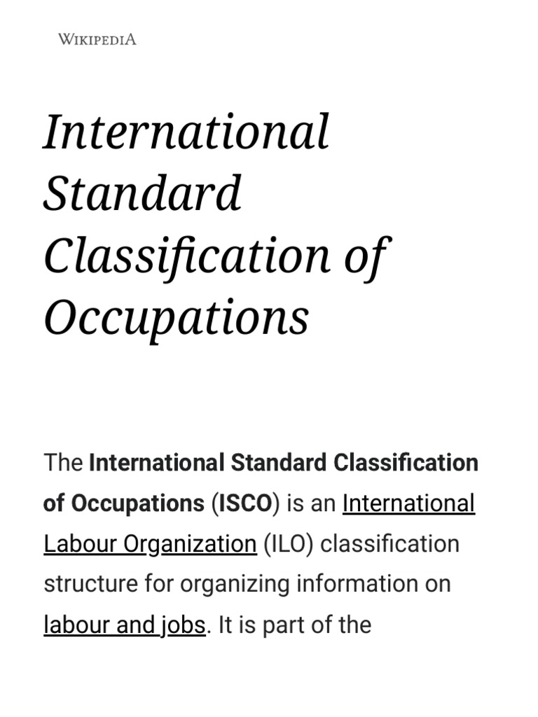 International Standard Classification of Occupations - Wikipedia | PDF ...