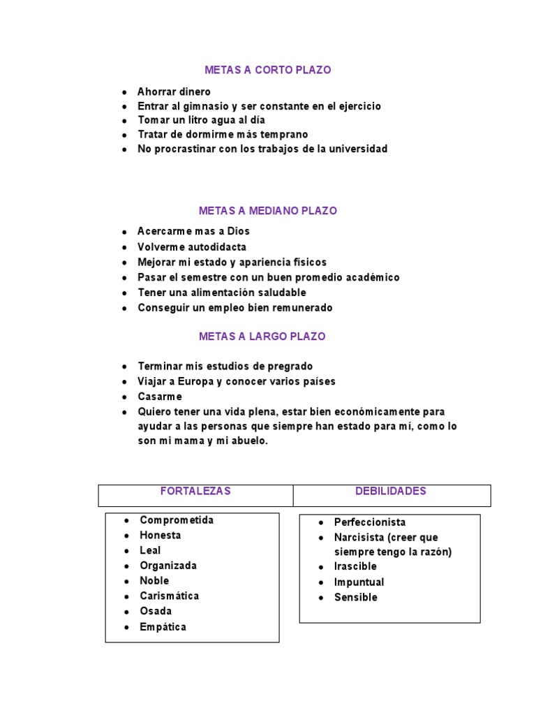 Metas y Estrategias de Crecimiento Personal | PDF | Las emociones ...