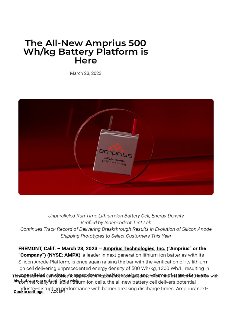 The All-New Amprius 500 WH - KG Battery Platform Is Here - Amprius ...