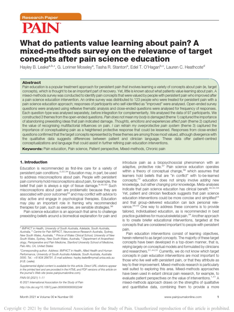 What Do Patients Value Learning About Pain | PDF