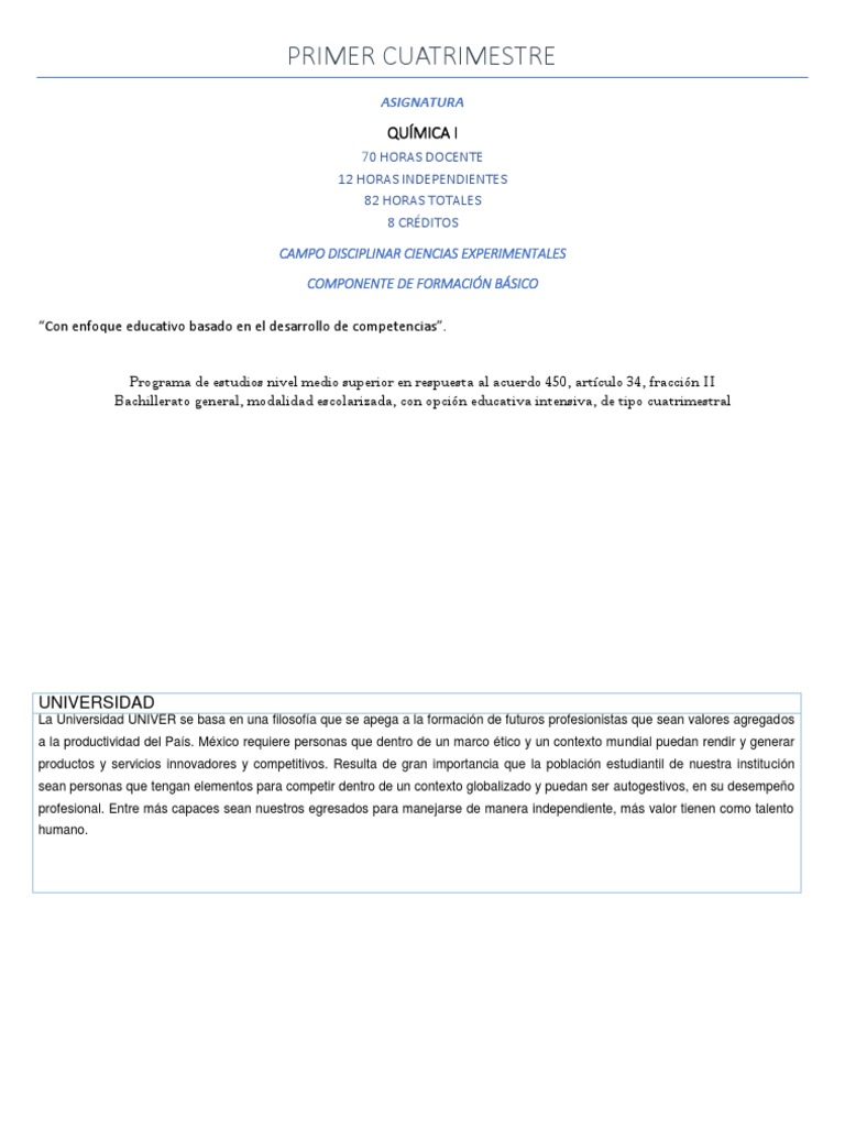 Química I Pdf Aprendizaje Evaluación