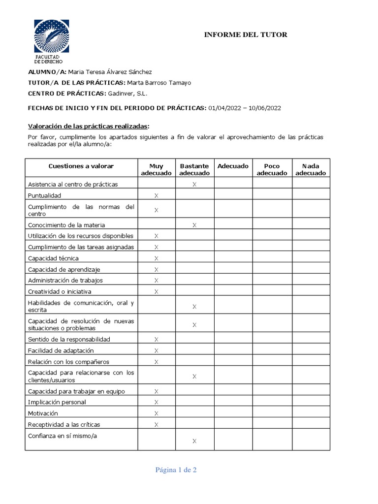 Informe Tutor Externo. | PDF | Modificación de comportamiento | Ciencia cognitiva
