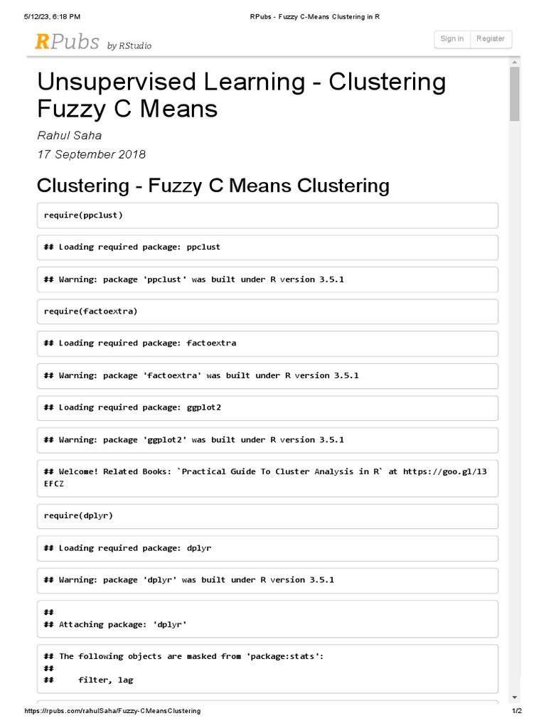 RPubs - Fuzzy C-Means Clustering in R | PDF