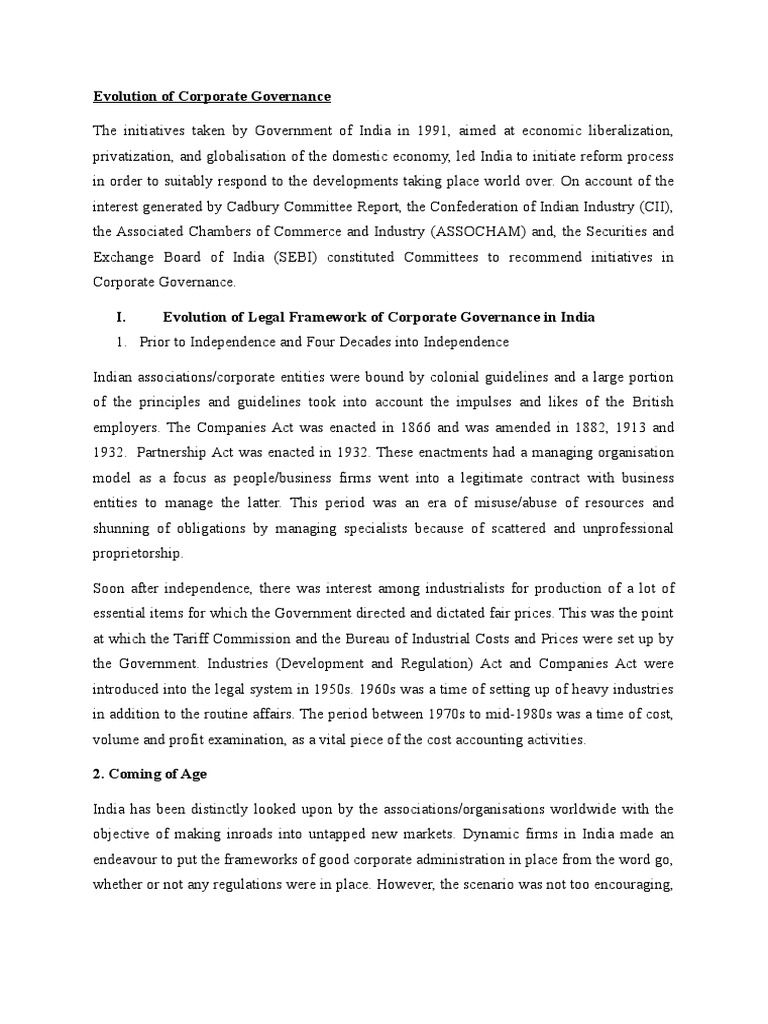Evolution of Corporate Governance | PDF | Corporate Governance | Governance