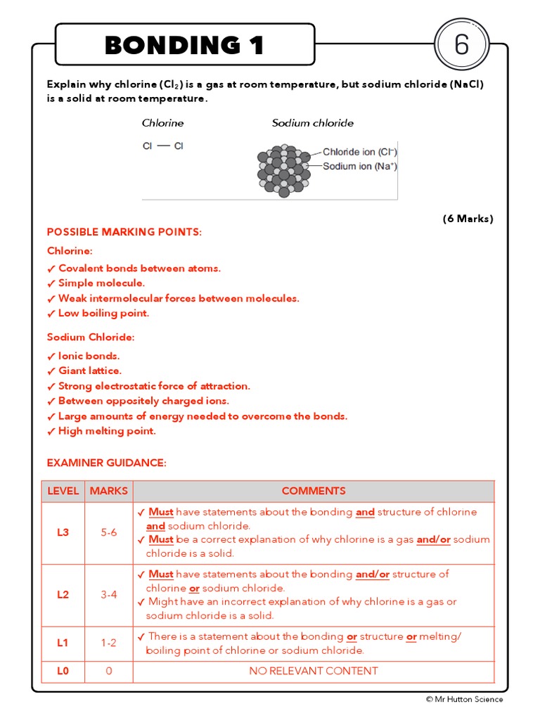 6 Mark Question - Bonding 1 - AQA Chemistry (A) | PDF | Chemical Bond ...