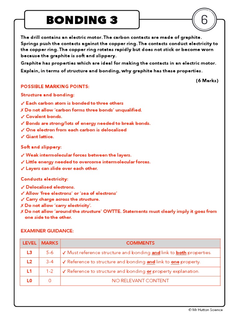 6 Mark Question - Bonding 3 - AQA Chemistry (A) | PDF