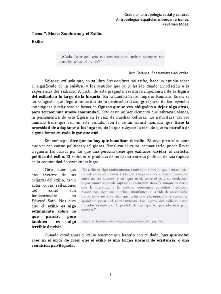 Maria Zambrano y El Exilio | PDF | España | Francisco franco