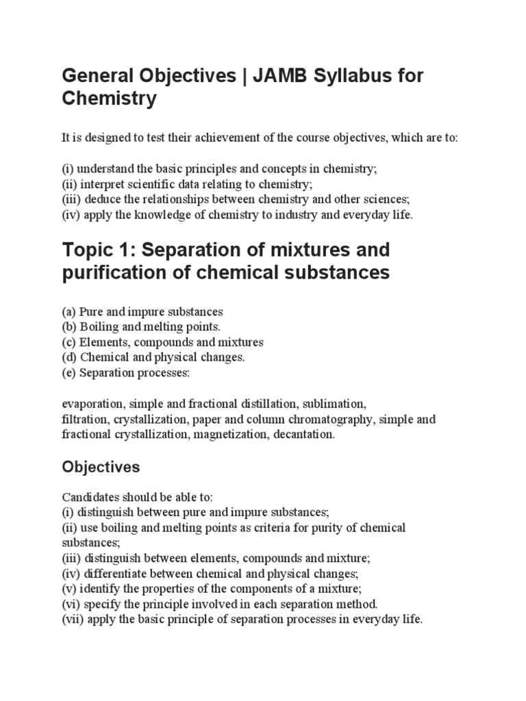 General Objectives | PDF | Redox | Chemical Reactions