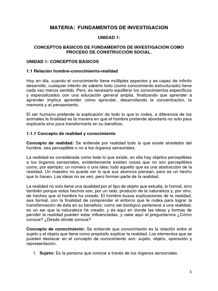 Unidad 1. - Conceptos Basicos | PDF | Hipótesis | Science Unidad 1. - Conceptos Basicos | PDF | Hipótesis | Science