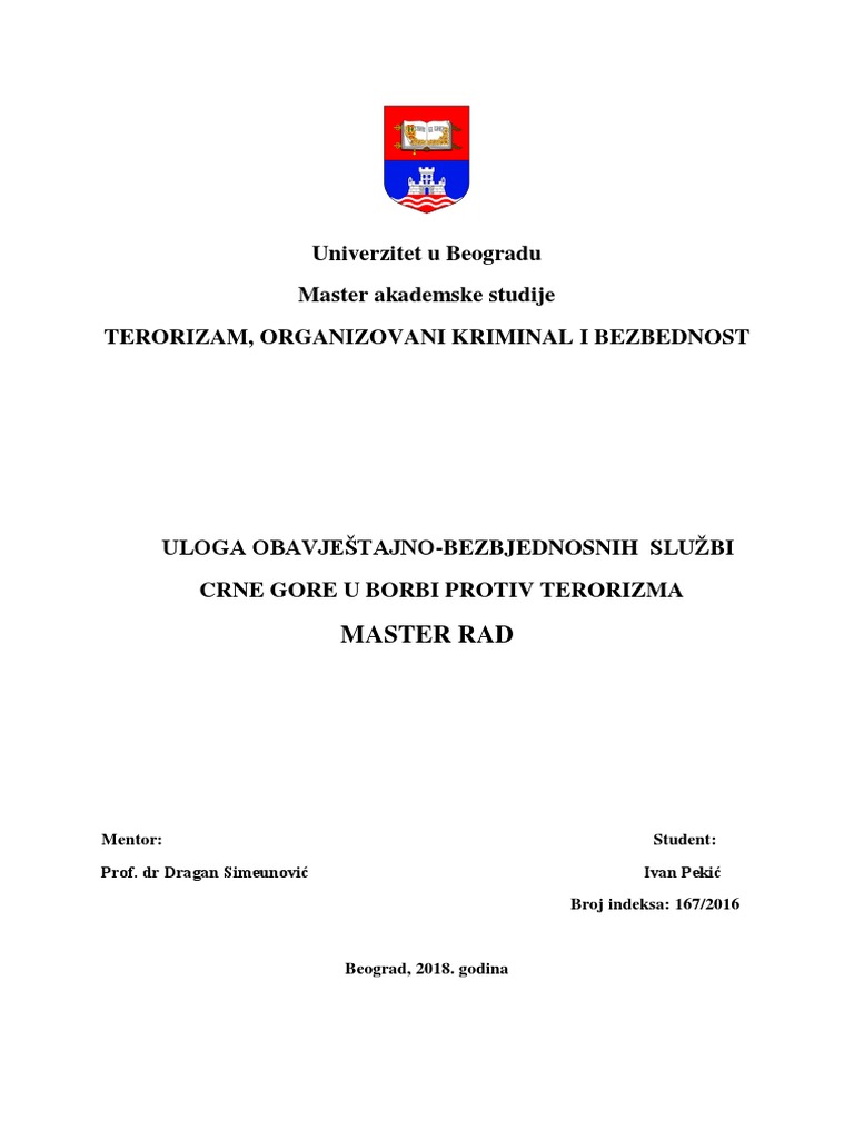 Master Rad Ivan Peki Crna Gora Bar | PDF