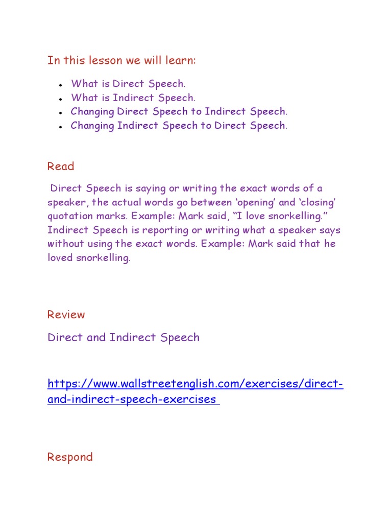 Direct and Indirect Speech Explained | PDF | Social Science | Language ...