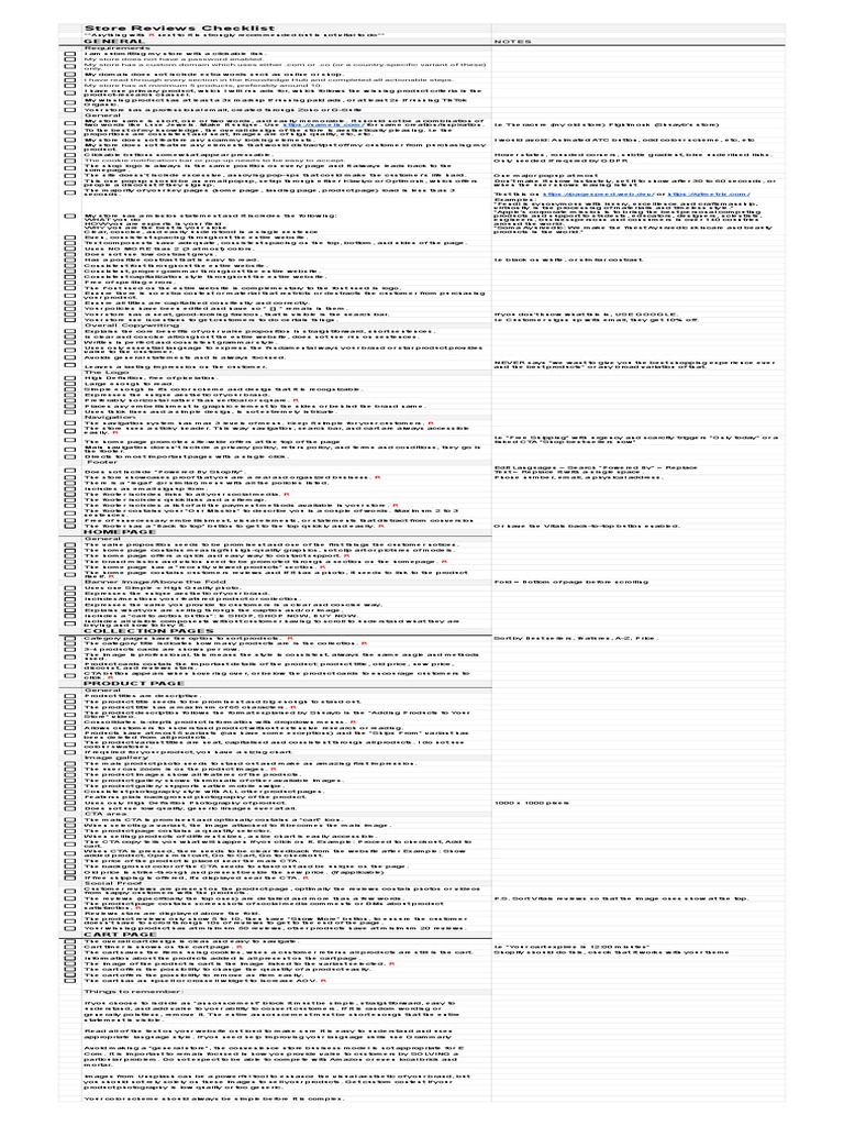 Store Setup Checklist | Download Free PDF | Brand | Home Page