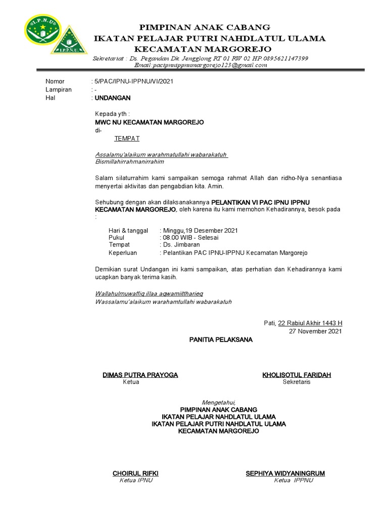 Surat Undangan MWC Nu | PDF