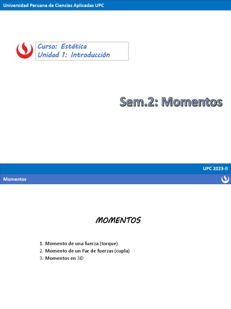 Sem02 - Momentos y Resultante de Un Sistema de Fuerzas | PDF