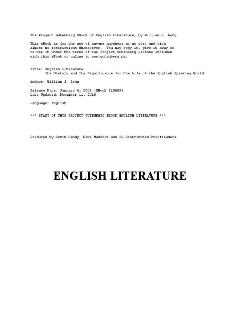 English Literature by William J. Long | PDF