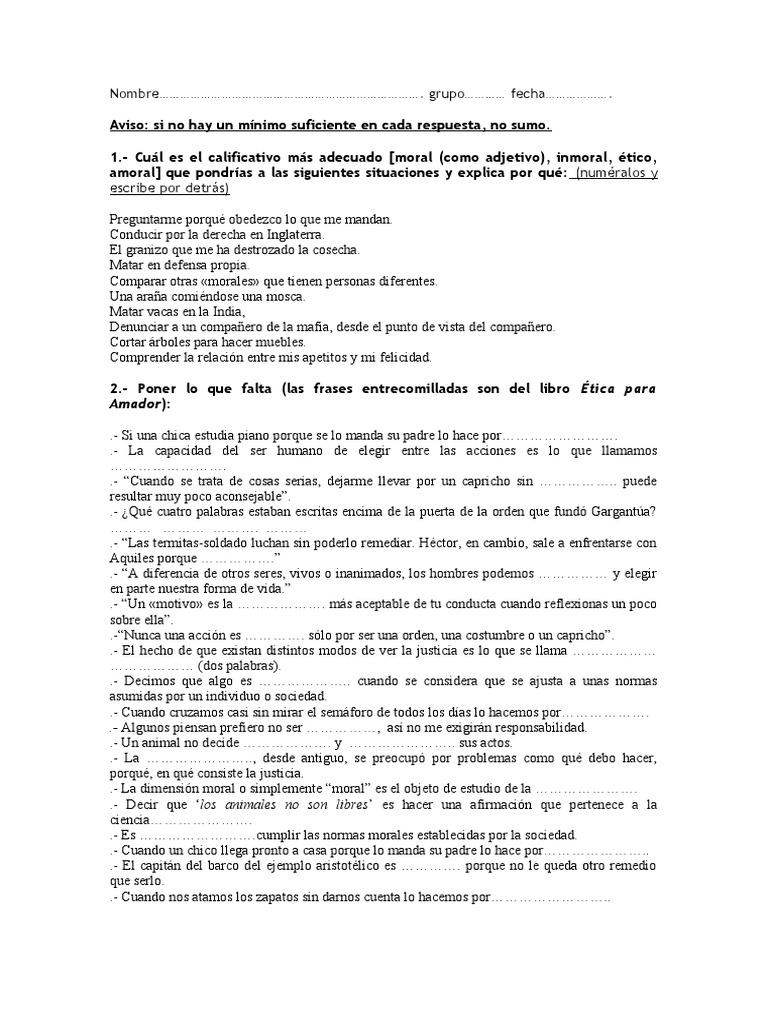 Modelo Prueba Valores 4º 1 Eva 21-22 | PDF | Moralidad | Justicia