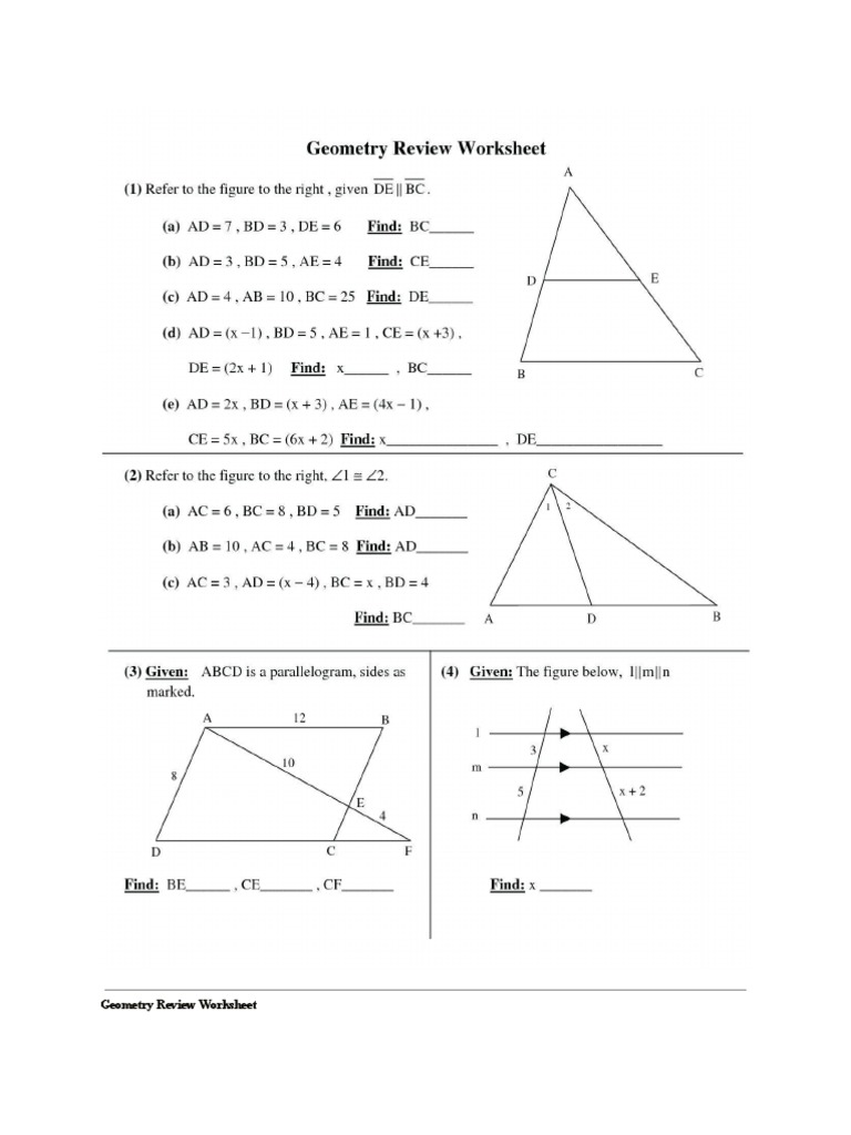 Geometry 10th Grade Review Sheet | PDF | Teaching Methods & Materials