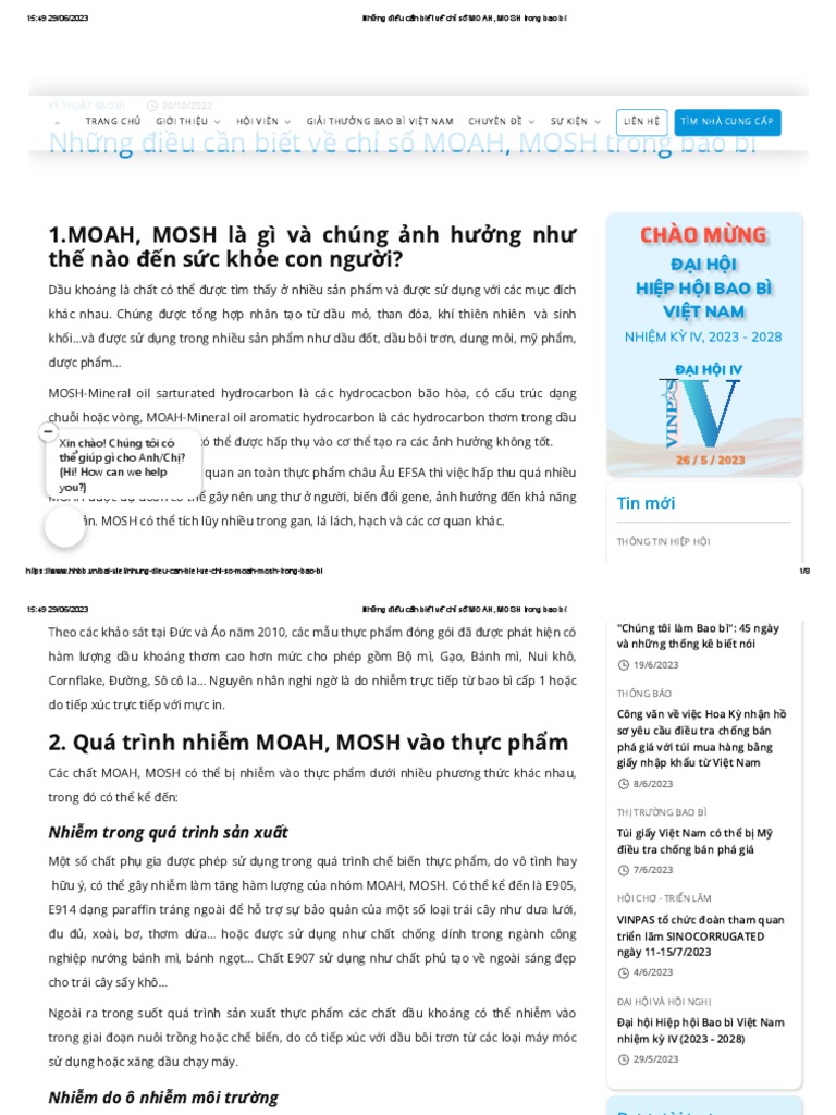 45. Những điều cần biết về chỉ số MOAH, MOSH trong bao bì | PDF