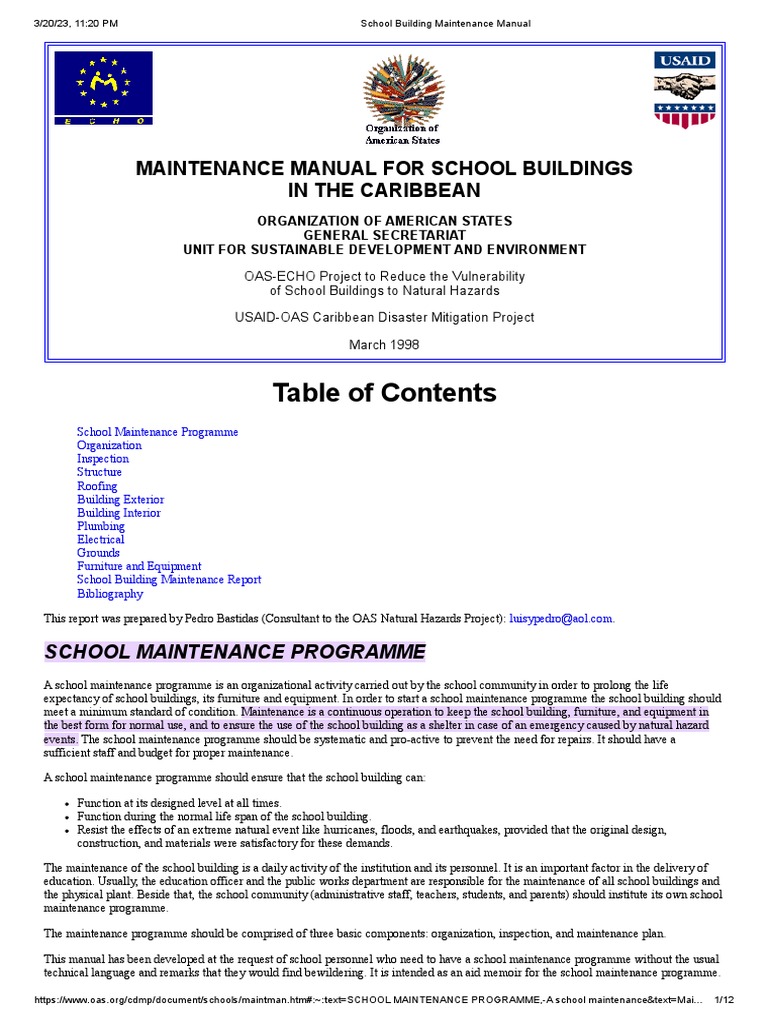 Caribbean School Maintenance Manual | PDF | Fuse (Electrical) | Plumbing