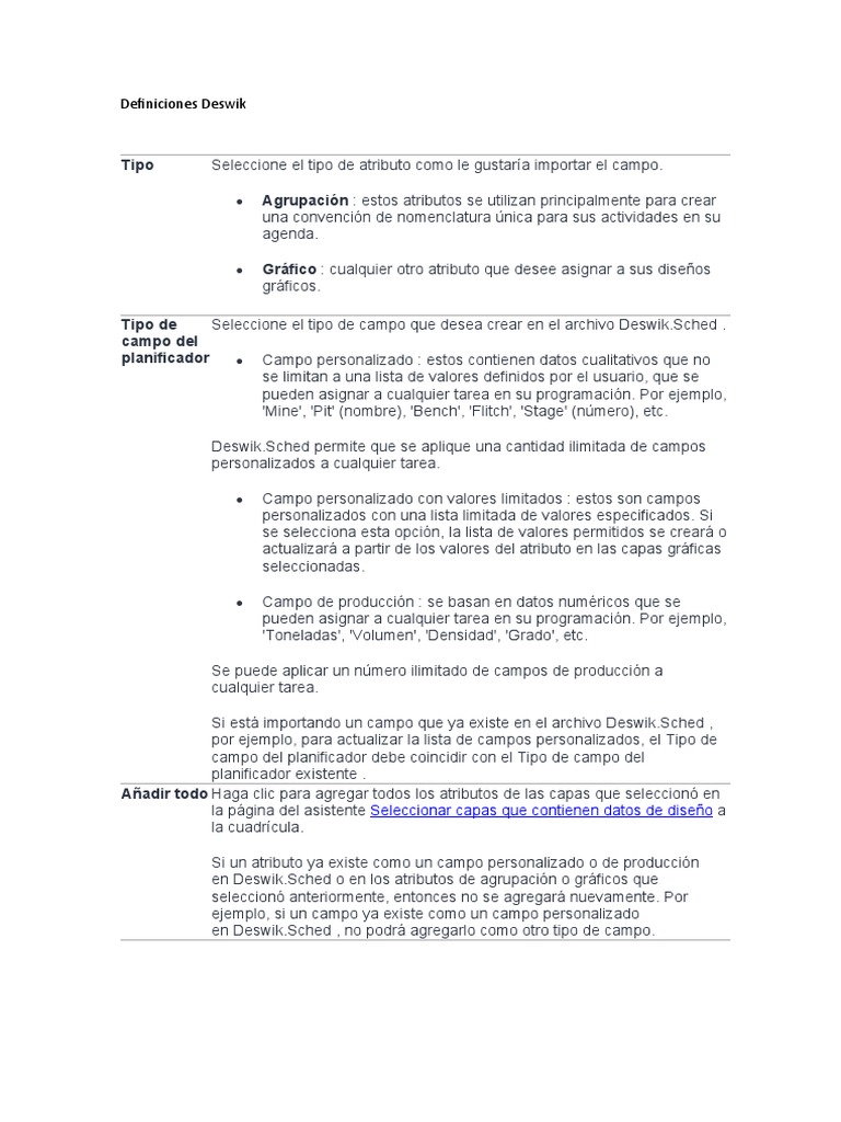 Optimización de Campos en Deswik.Sched | PDF | Informática | Ciencias ...