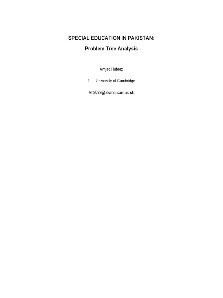 Problem Tree Analysisof Special Educationin Pakistan Pdf Special Education Policy