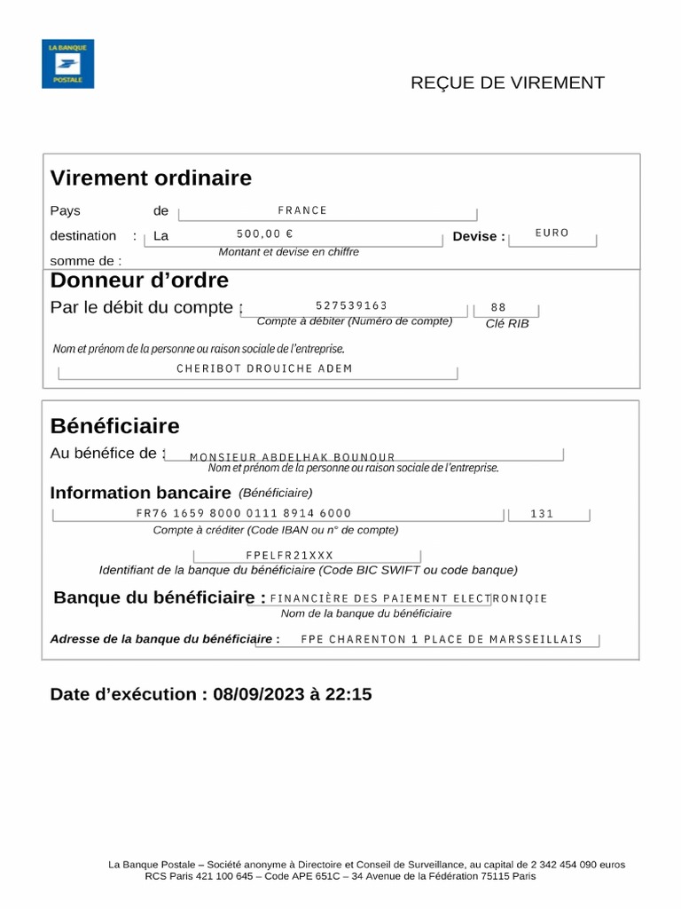 Bordereau de Virement PDF | PDF
