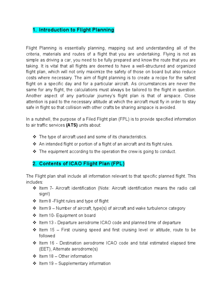 Notes On Flight Plan | PDF