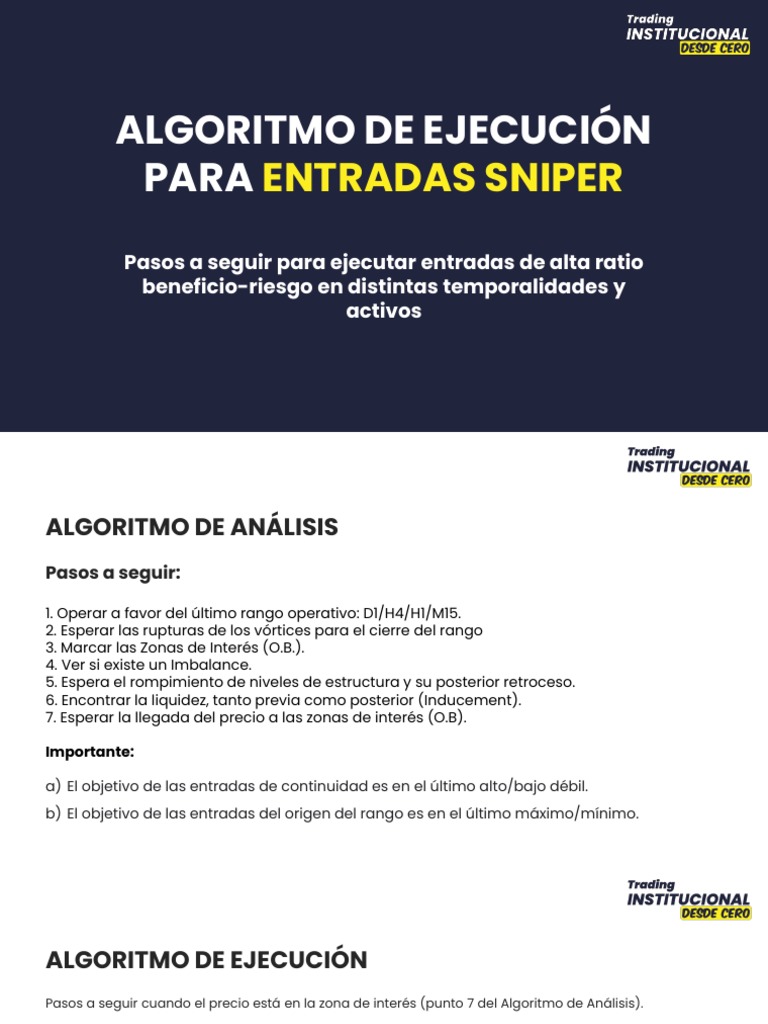 Algoritmo Ejecucion Entradas Sniper MDTAcademy | PDF