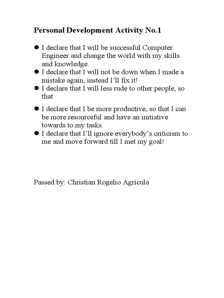 Personal Development Declarations for Success | PDF
