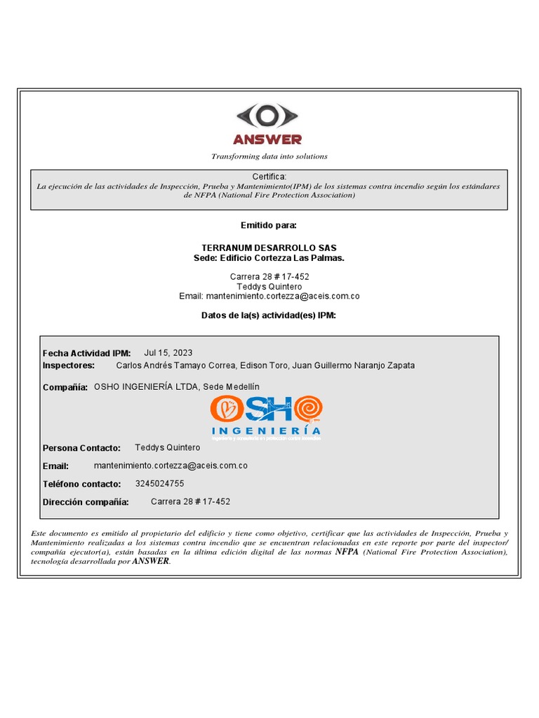 2023 07 10 Inf Mtto Preventivo Rci Dipm 0125 Ipm9 Jul Rev.a2 | PDF | Bomba | Presión