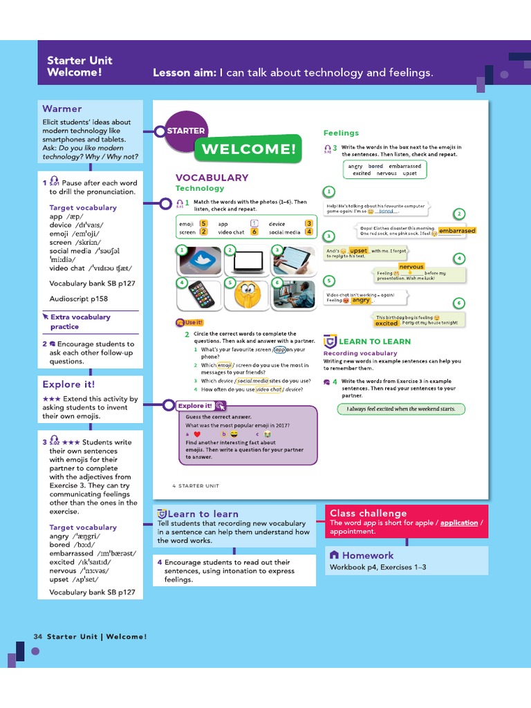 Teacher's Book Welcome Unit | PDF