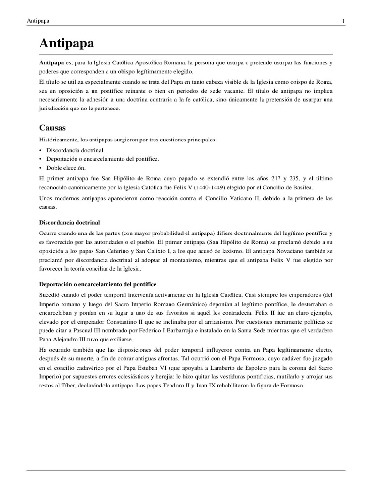 Antipapa | PDF | Teología Católica y Doctrina | Iglesia Católica
