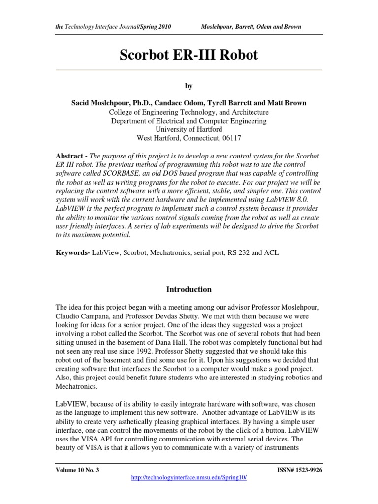Scorbot Er Iii Robot Pdf Microcontroller Simulation