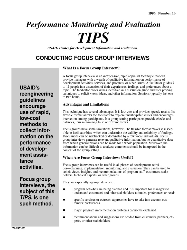 Conducting Focus Group Interviews 233 | PDF | Focus Group | Social Group