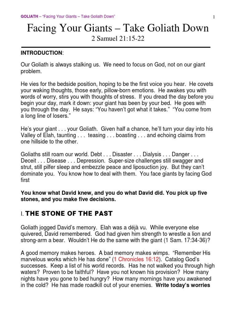 Facing Your Giants Take Goliath Down | PDF