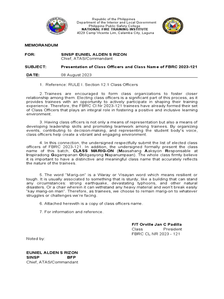 Request For Class Officers | PDF