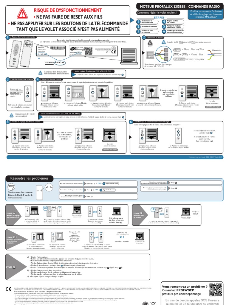 Notice Reglage Moteur Profalux Zigbee A Partir de Juillet 2016 | PDF
