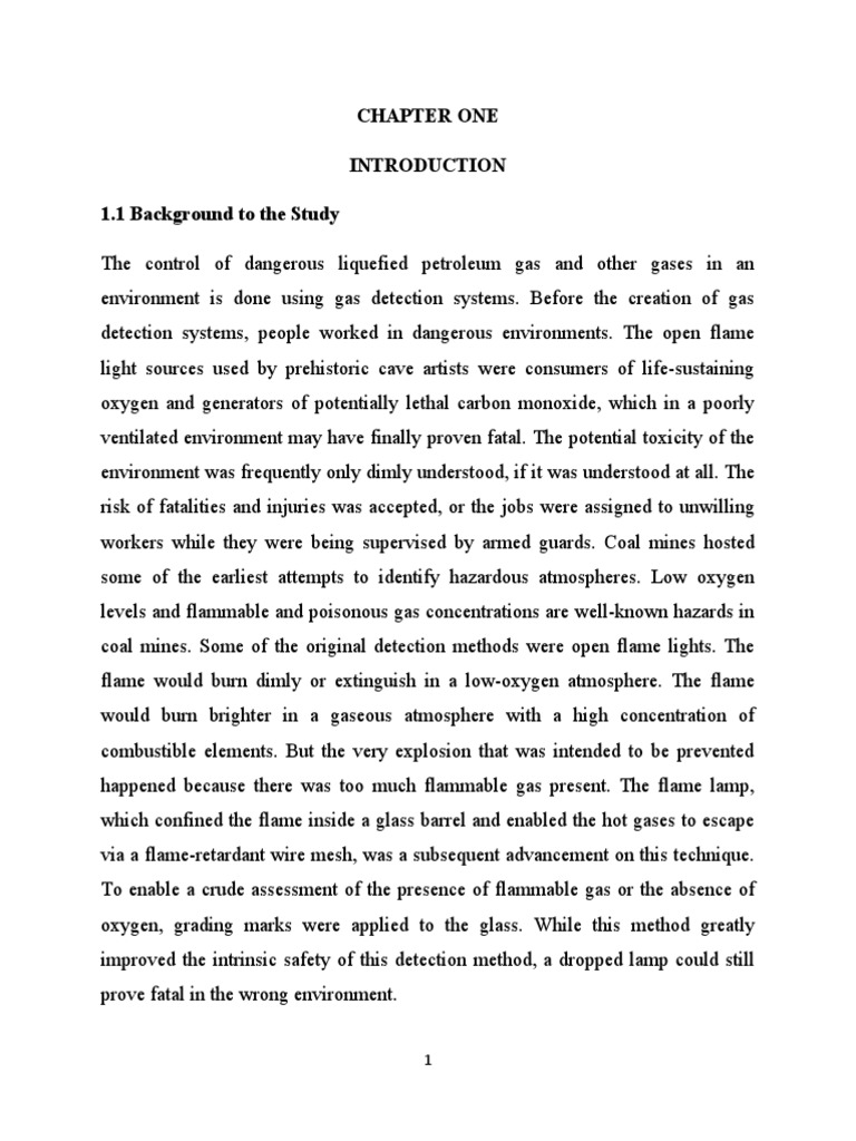 Design Of A Gas Detection System Chapter 1 Pdf