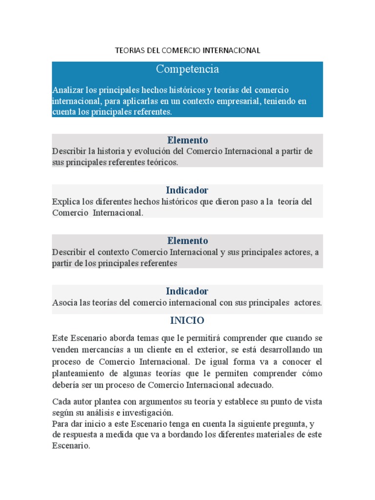 Teorias Del Comercio Internacional | PDF | El comercio internacional | Comercio