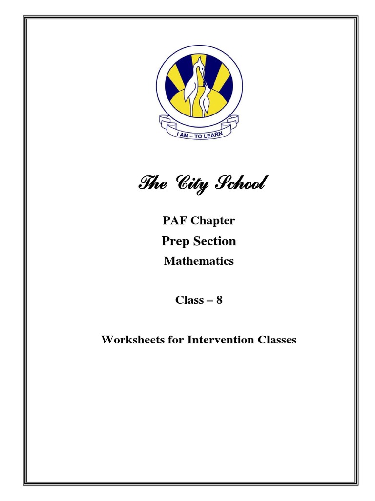 Dokumen - Tips - The City School Class 8 Worksheets For The Answers Are ...