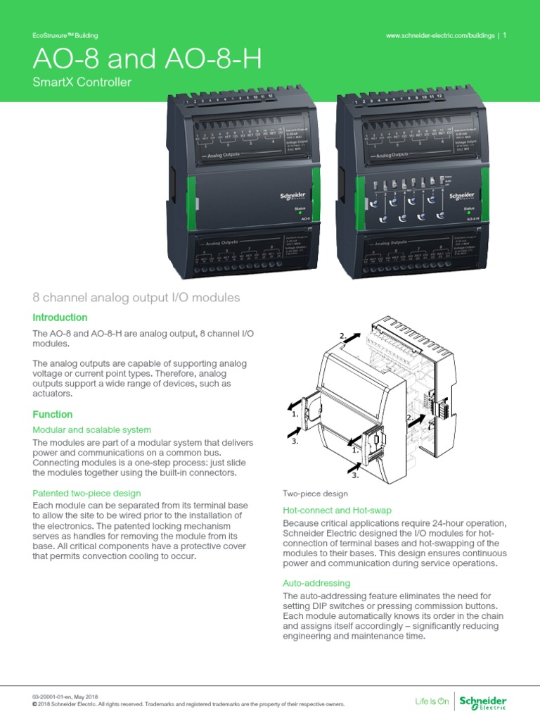 DS. Module IO AO-8 and AO-8-H | PDF | Programmable Logic Controller | Switch