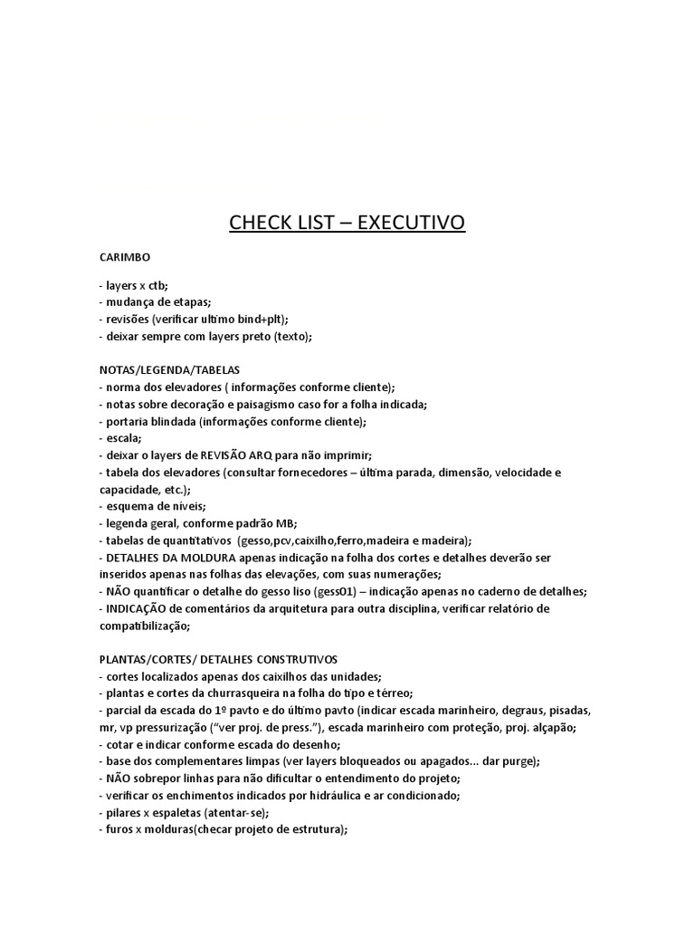 Check List - Executivo | PDF