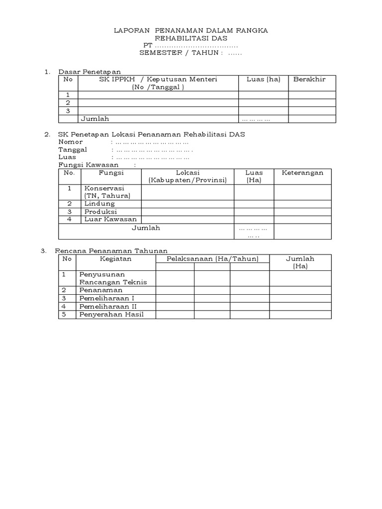 Laporan Penanaman Dalam Rangka Rehabilitasi Das | PDF