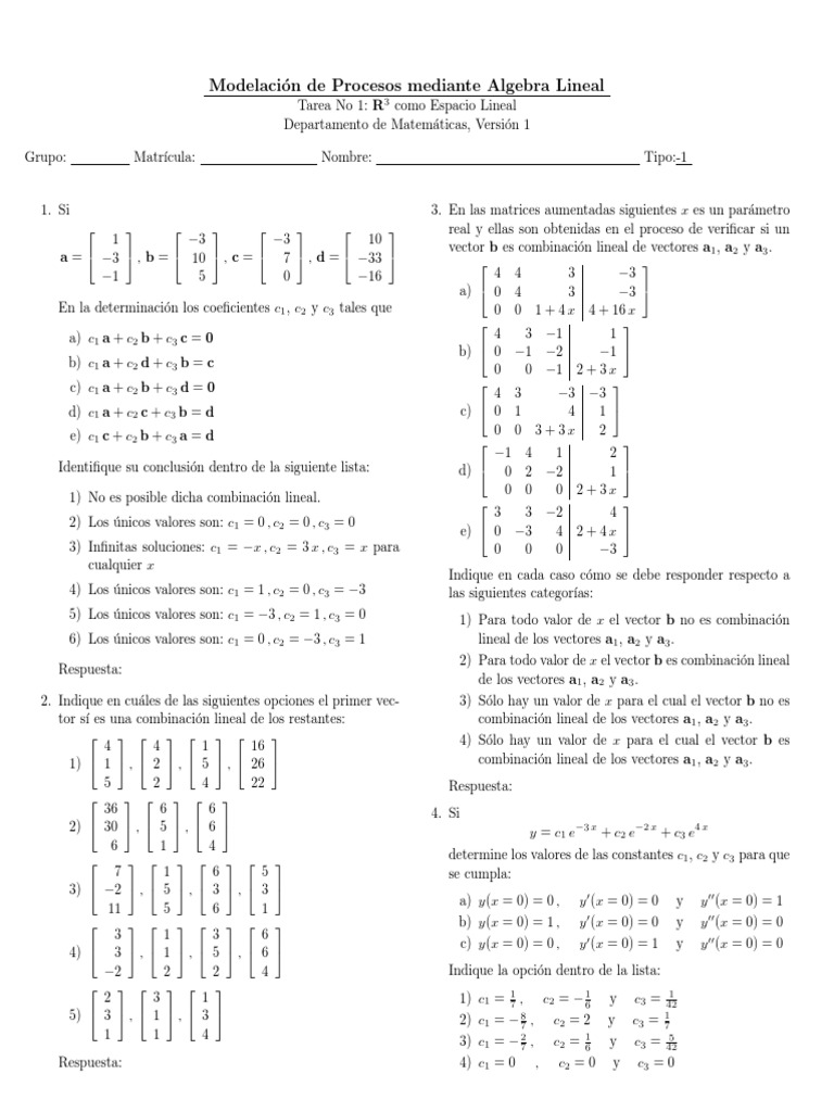 Ma1034 hw1 | PDF | Álgebra lineal | Dimensión