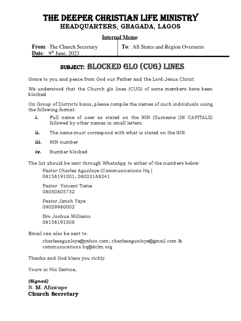 Blocked Glo (Cug) Lines | PDF