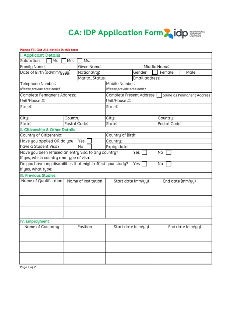 IDP Generic Form - CA | PDF | Career & Growth