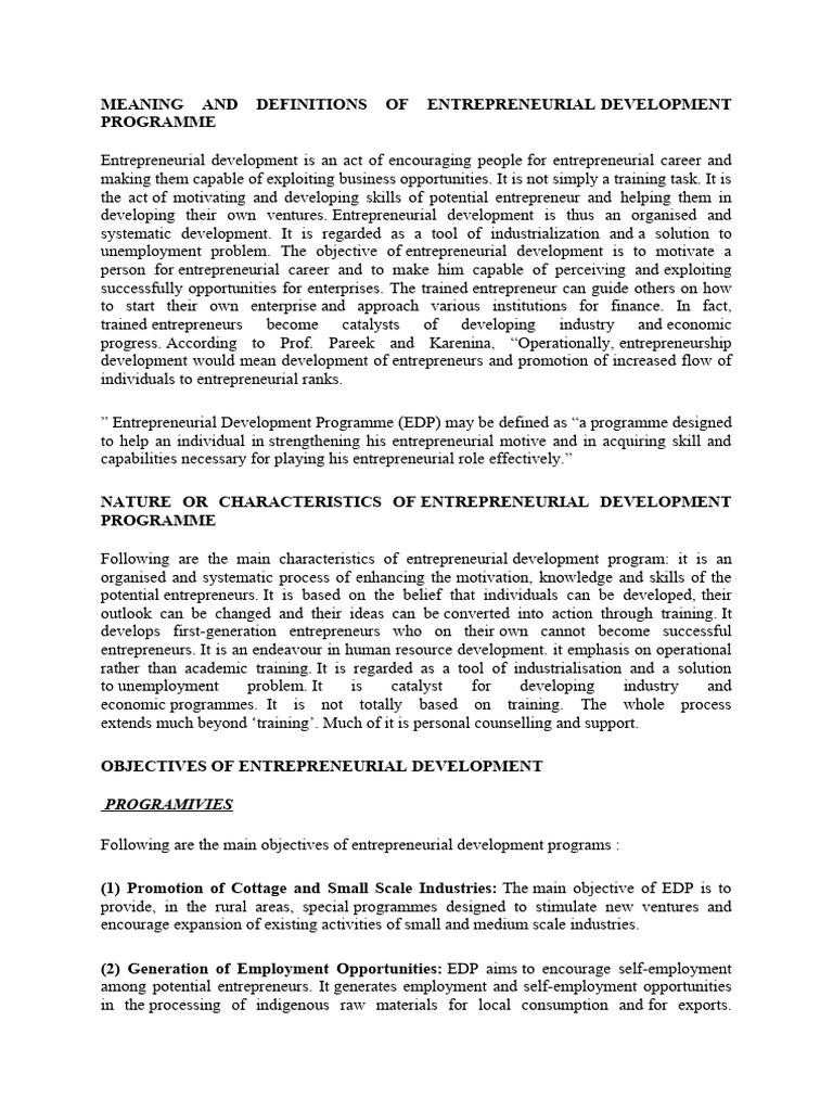 Understanding Entrepreneurial Development Programs | PDF ...