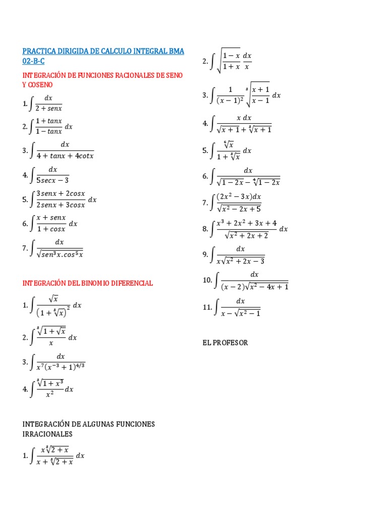 Mas Ejercicios de Calculo Integral | PDF
