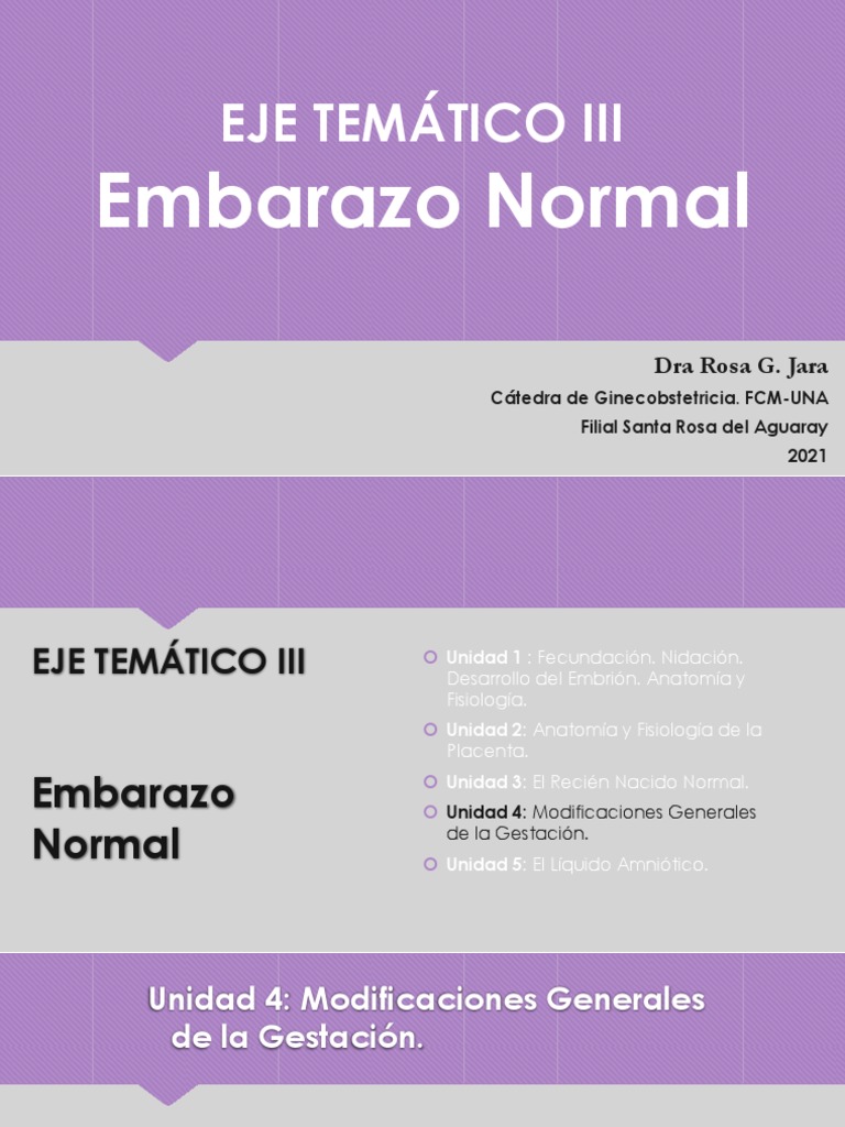 Eje Tem III - Embarazo Normal - Unidad 04 - 2021 | PDF | Bienestar
