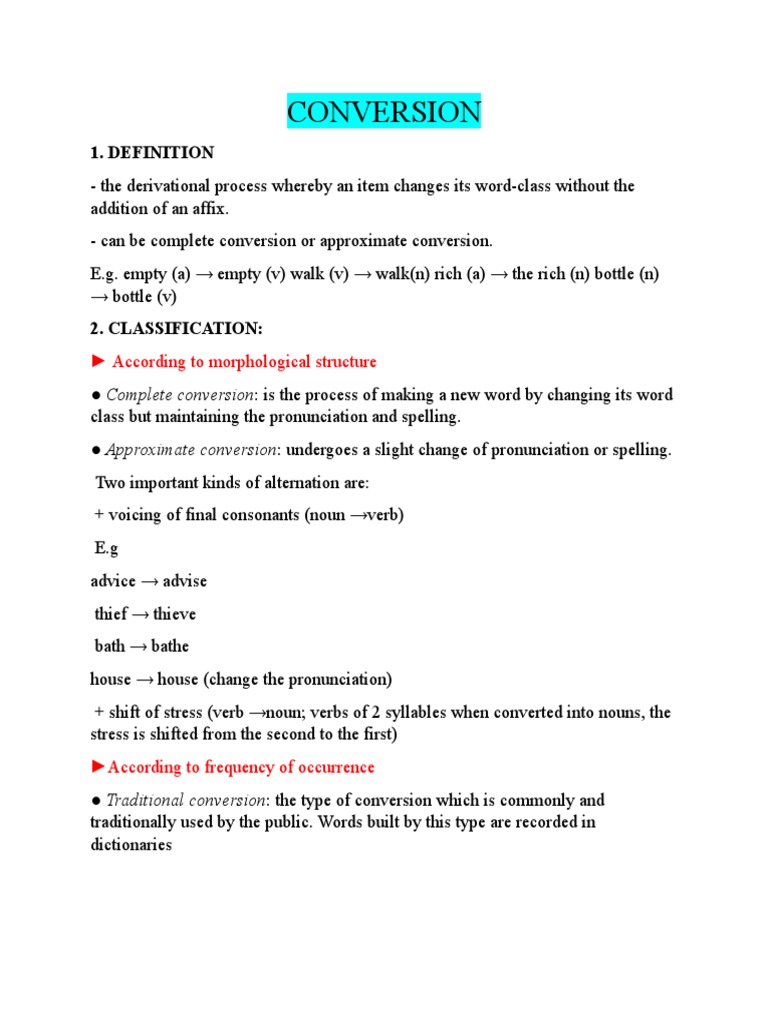 CONVERSION | PDF | Verb | Word